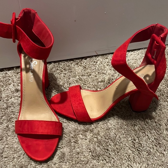 Shoe Land | Shoes | Thick Strapchunky Red Heels | Poshmark